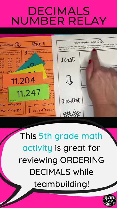 Comparing And Ordering Decimals Printable 5th Grade Math Hands On Activity Math Lessons Fifth