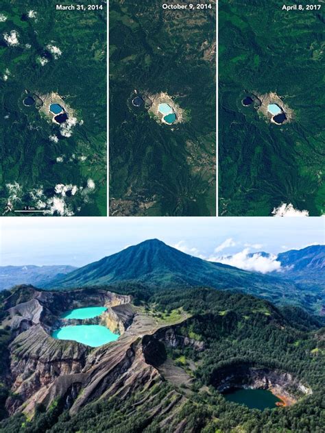 Crater Lakes Of Mount Kelimutu Indonesia A Phenomenon Unique To The