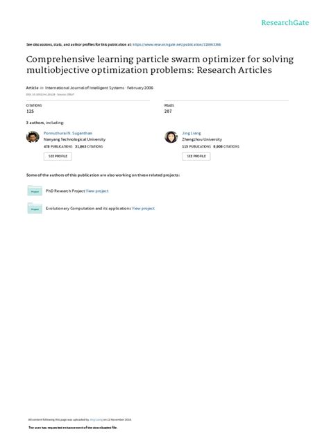 Comprehensive Learning Particle Swarm Optimizer For Solving Multiobjective Optimization Problems