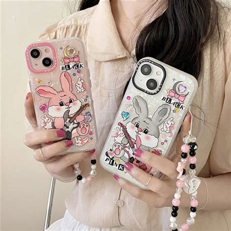 재밌는 키치한 화려한 아이폰 만화 캐릭터 Y2k 기타 토끼 패턴은 14 케이스 에이블리