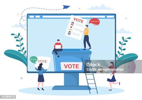 정치 후보자 만화 손으로 그린 일러스트 레이 션 승진 선거 캠페인 적극적인 토론 및 투표 얻기를위한 토론 개념 Political