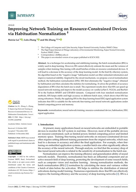 Pdf Improving Network Training On Resource Constrained Devices Via