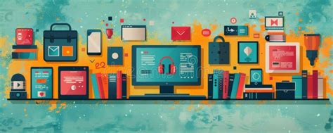 Colorful Digital Workspace Illustrating Modern Online Learning And