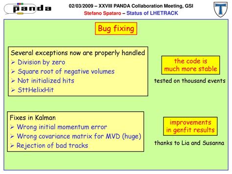 Status Of Lhetrack Tracking With Sttmvd Stefano Spataro Ppt Download