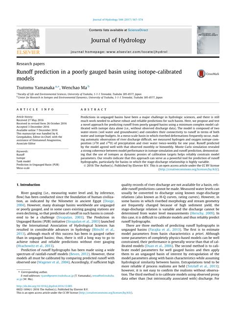 Pdf Runoff Prediction In A Poorly Gauged Basin Using Isotope