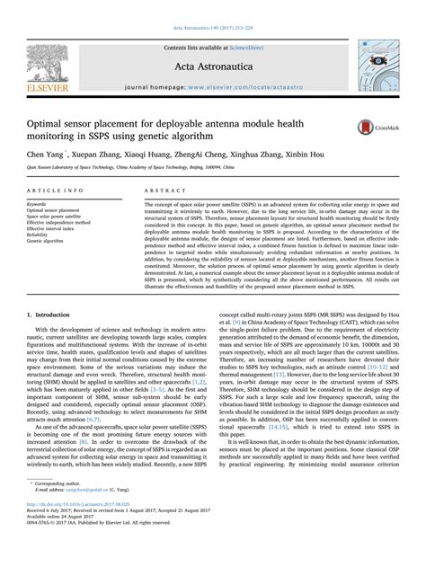 Pdf Optimal Sensor Placement For Deployable Antenna Module Health