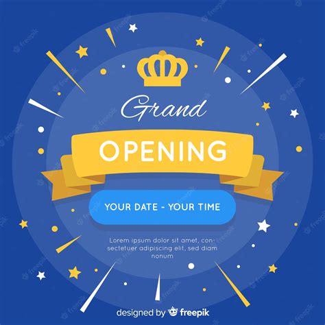 플랫 스타일의 그랜드 오프닝 배경 프리미엄 벡터