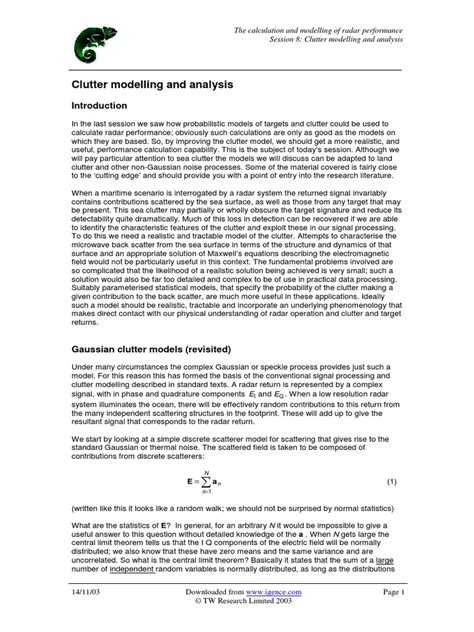 Pdf Calculation And Modelling Of Radar Performance 8 Clutter Modelling And Analysis Dokumen Tips