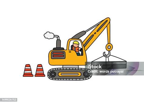 손으로 그린 컬러 어린이 건설 세트 크레인 기계 운반 기둥의 벡터 그림 개체 그룹에 대한 스톡 벡터 아트 및 기타 이미지 개체 그룹 건설 산업 건축물 Istock