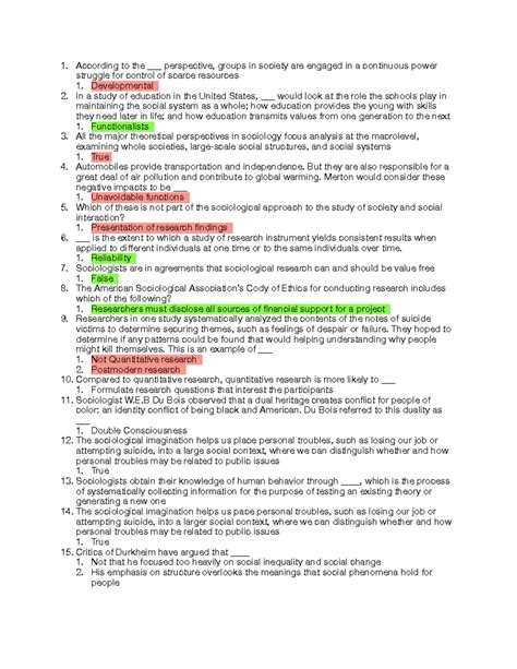 General Sociology Midterm Exam Summary 1 According To The