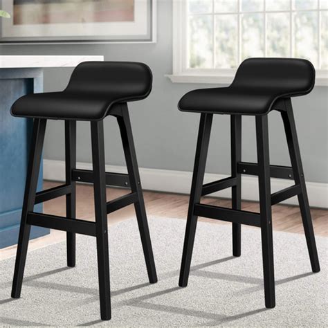 Hoxtonroom 74cm Black Frances Faux Leather Barstools Temple And Webster