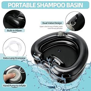 Upgraded Inflatable Hair Washing Basin With Built In Manual