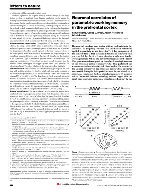 Pdf Neuronal Correlates Of Parametric Working Memory In The Prefrontal Cortex