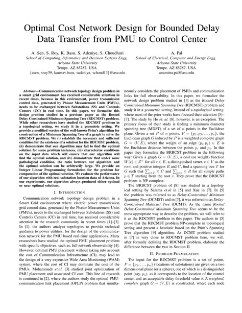 pdf optimal cost network design for bounded delay data transfer from pmu to control center
