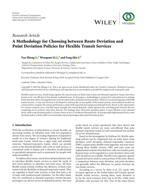 Pdf A Methodology For Choosing Between Route Deviation And Point