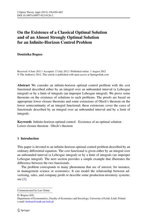 pdf on the existence of a classical optimal solution and of an almost