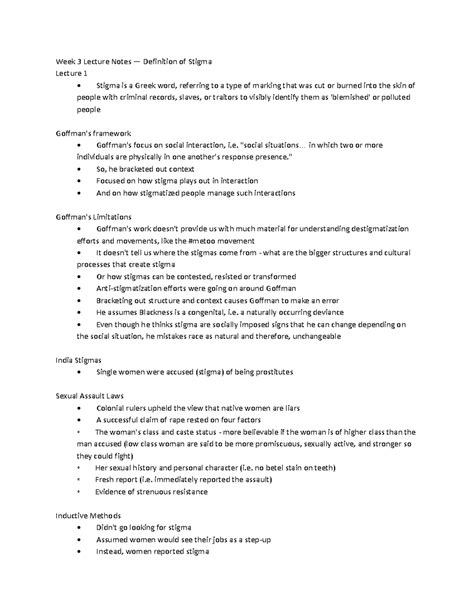 Socy 225 Week 3 Notes From Lecture Slides Week 3 Lecture Notes