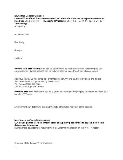 Genetics Lec23 Note Scaffold Bios 206 General Genetics Lecture 23