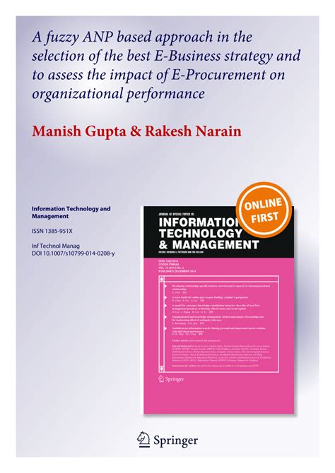 Pdf A Fuzzy Anp Based Approach In The Selection Of The Best E Business Strategy And To Assess