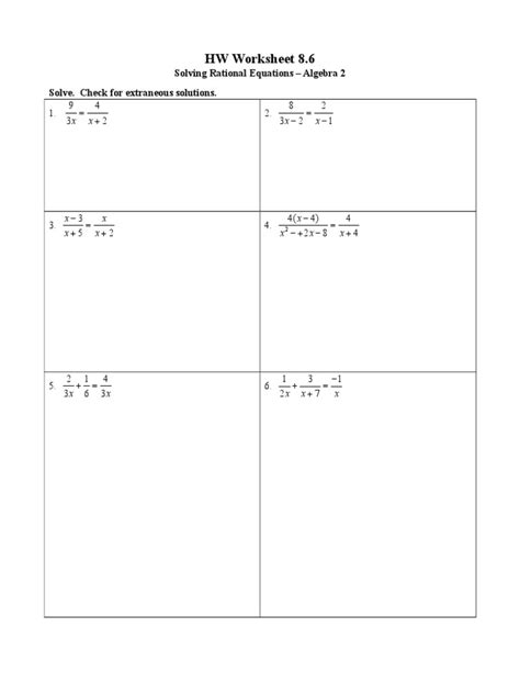 Free Solving Rational Equations Worksheet Download Free Solving
