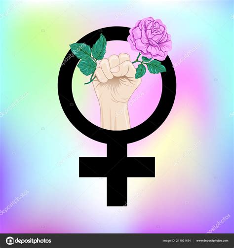 Symbol Of Feminism With A Female Fist Vector Illustration ⬇ Vector