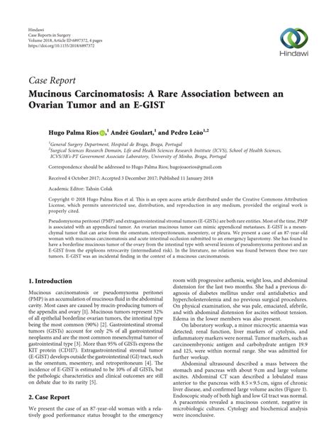 Pdf Mucinous Carcinomatosis A Rare Association Between An Ovarian