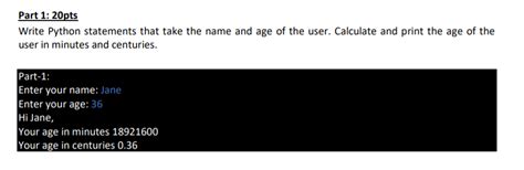 Solved Part 1 20pts Write Python Statements That Take The Chegg