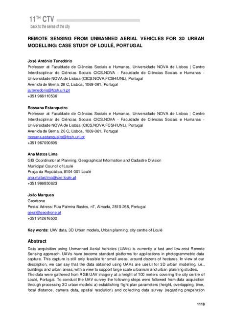 Pdf Remote Sensing From Unmanned Aerial Vehicles For 3d Urban Modelling