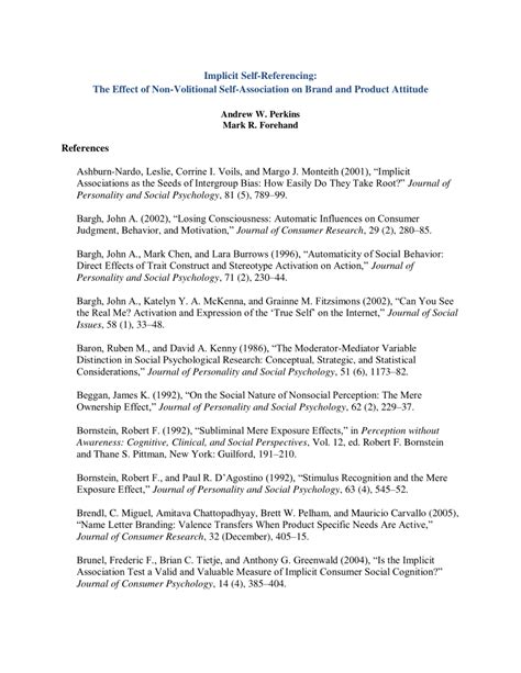 Pdf Implicit Self Referencing The Effect Of Nonvolitional Self