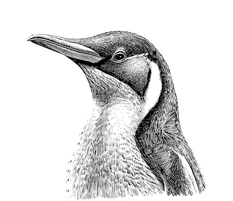 Premium Vector Penguin Portrait Head Sketch Hand Drawn Sketch