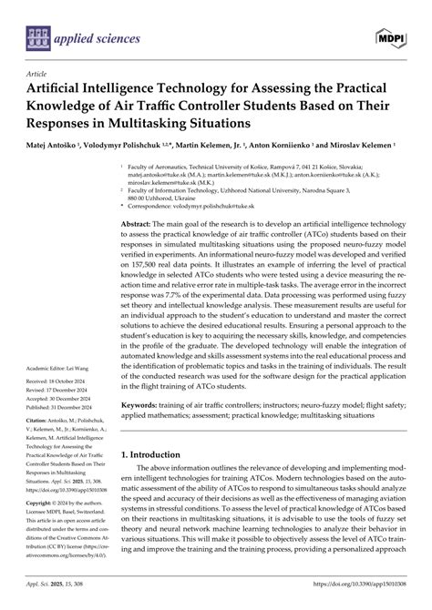 Pdf Artificial Intelligence Technology For Assessing The Practical Knowledge Of Air Traffic
