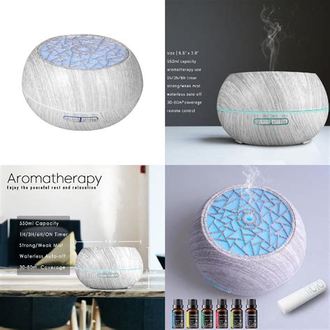 Jxjsq 550ml Aroma Diffuser Wood Texture Finish 7 Color Led Night Light