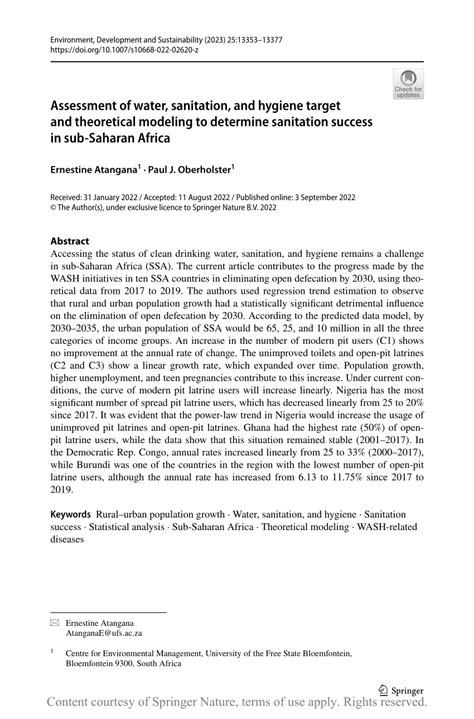 Assessment Of Water Sanitation And Hygiene Target And Theoretical Modeling To Determine