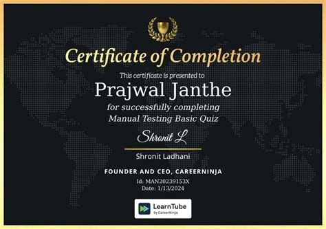 Prajwal Janthe On Linkedin Certificate Of Achievement🏆 Careerninja