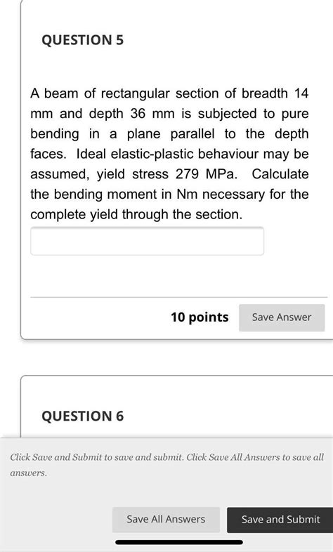 Solved QUESTION A Beam Of Rectangular Section Of Breadth Chegg