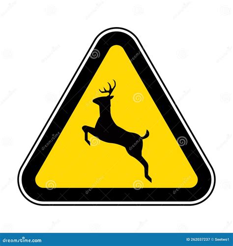 Deer Crossing Sign On White Background Stock Vector Illustration Of