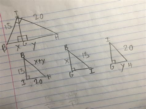 [grade 10 Geometry Similar Right Angle Triangles] How To Solve For X And Y When There Is X Y