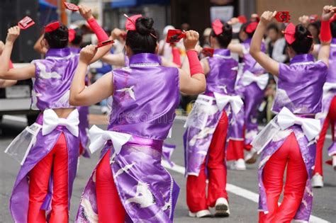 Japanese Performers Dancing In The Yosakoi Festival Editorial Photo