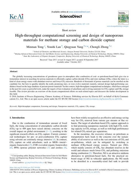 Pdf High Throughput Computational Screening And Design Of Nanoporous Materials For Methane