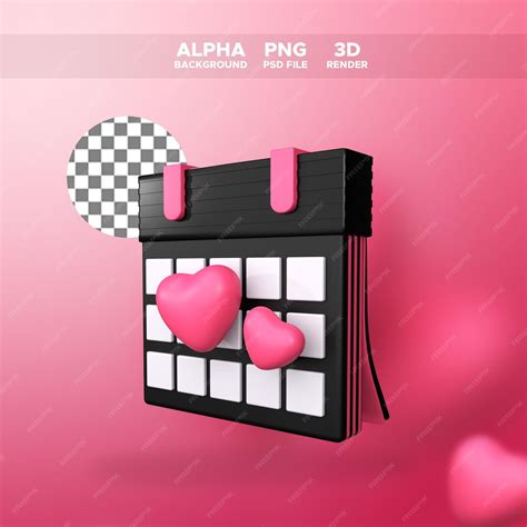 Premium Psd 3d Rendering Loves Date Icon For Valentine Design Illustration