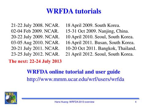 Ppt Wrfda 2013 Overview Hans Huang Ncar Powerpoint Presentation Free