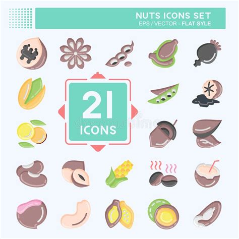 Icon Set Nuts Suitable For Nuts Symbol Flat Style Simple Design Editable Design Template