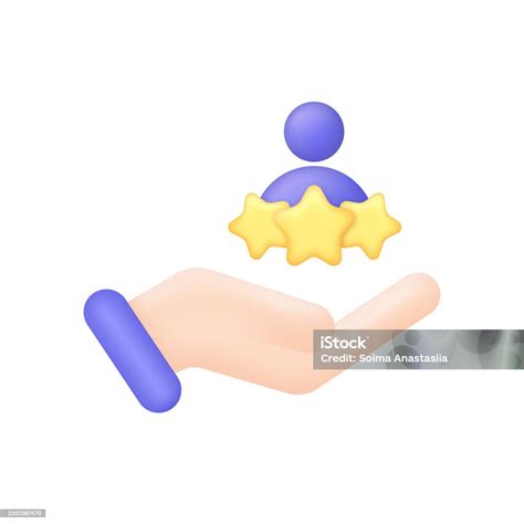 3d 손은 별을 가진 사람을 들고 있습니다 소비자 또는 고객 피드백 점수 만족도 수준 및 비판 개념 3차원 형태에 대한 스톡 벡터 아트 및 기타 이미지 Istock
