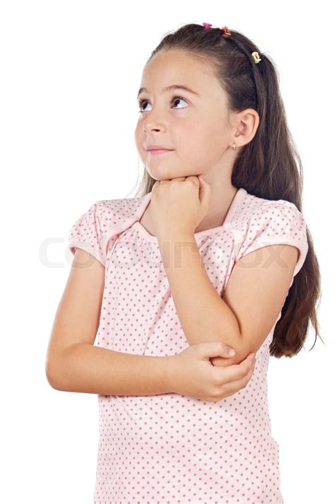 Adorable Girl Thinking Stock Image Colourbox