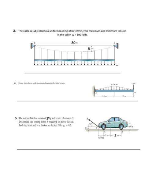 Solved 3 The Cable Is Subjected To A Uniform Loading Of