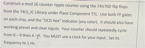 Solved In Multisim Construct A Mod 16 ﻿counter Ripple