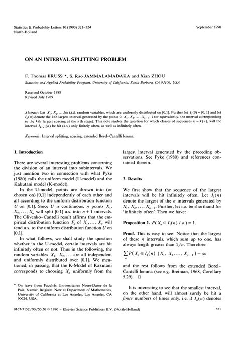 Pdf On An Interval Splitting Problem