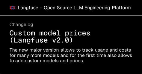 Custom Model Prices Langfuse V20 Langfuse