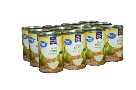 Great Value Sliced Pears In Heavy Syrup 1525 Oz No Fat Sodium Cholesterol Recyclable