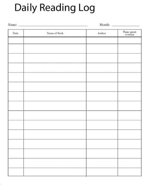 50 Reading Log Templates Free Pdf Word Excel Formats